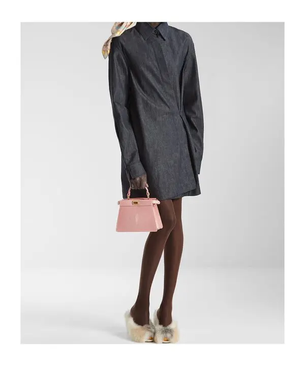 Fendi Belted Shirt Dress With Asymmetrical Cross-over Fasten