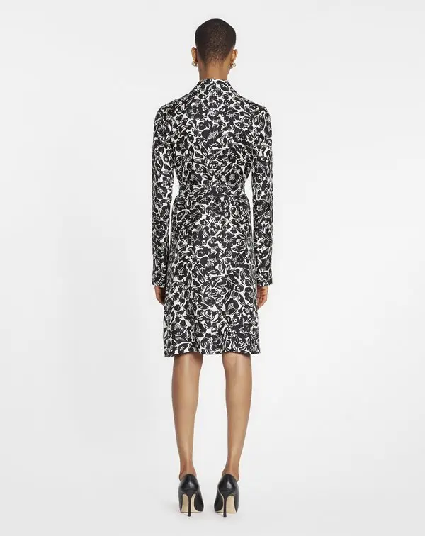 LANVIN Long-sleeved Floral Print Belted Dress