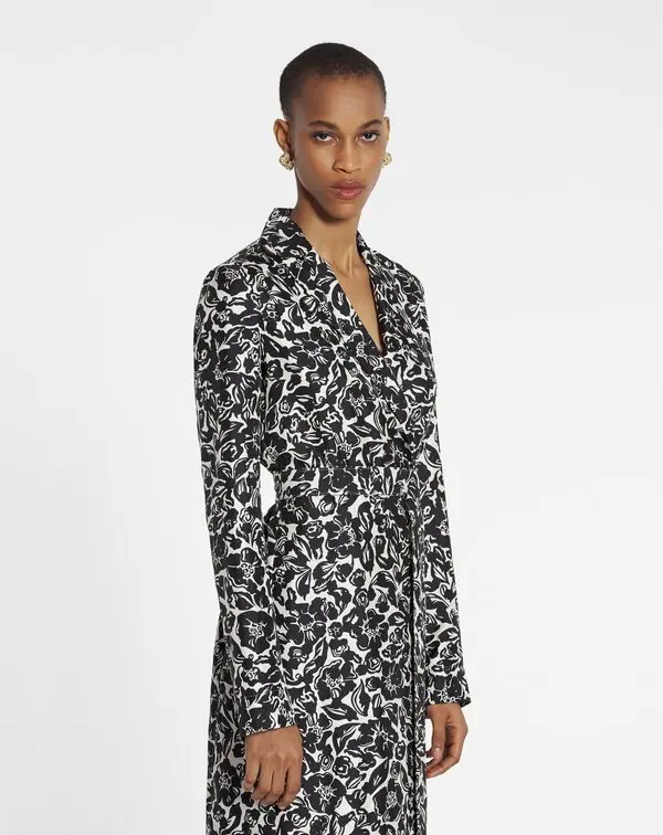 LANVIN Long-sleeved Floral Print Belted Dress