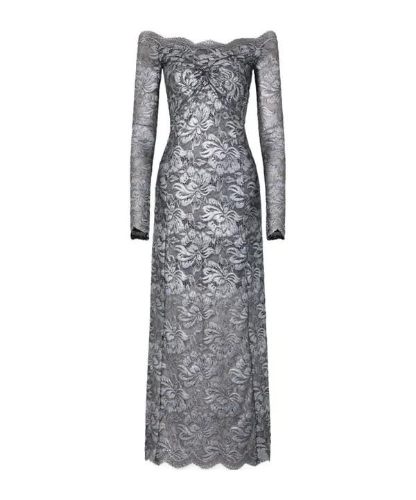 Rabanne Off-the-shoulder Floral Maxi Dress - Black/silver