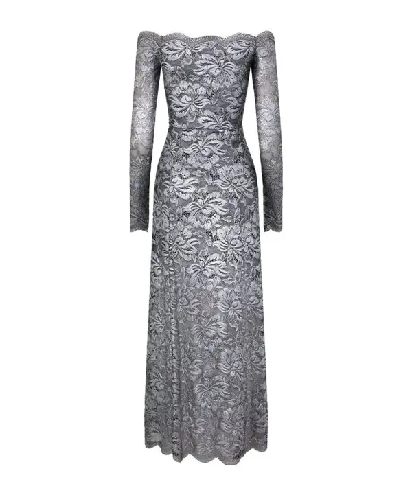 Rabanne Off-shoulder Lace Maxi Dress - Black/silver