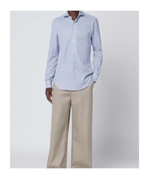XACUS Striped Long-sleeved Shirt - Blue