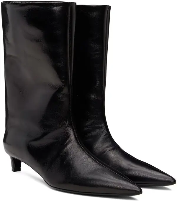JIL SANDER Pointed Toe Slip-on Boots - Black