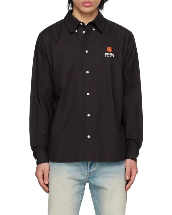 Kenzo Boke Flower-embroidered Long-sleeved Shirt - Black