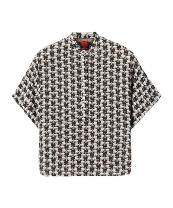 La DoubleJ Estelle Printed Short Sleeve Blouse - Gray