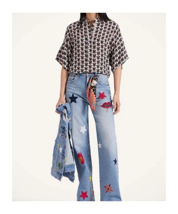 La DoubleJ Estelle Printed Short Sleeve Blouse - Gray