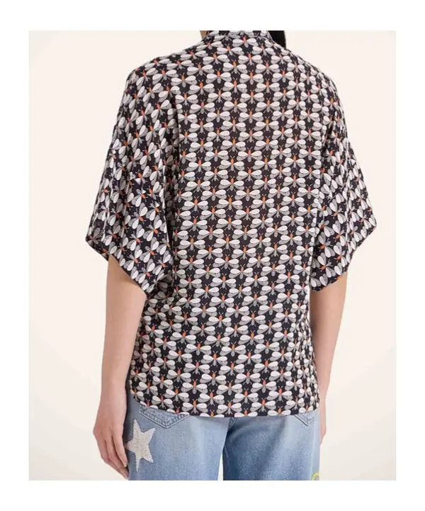 La DoubleJ Estelle Printed Short Sleeve Blouse - Gray