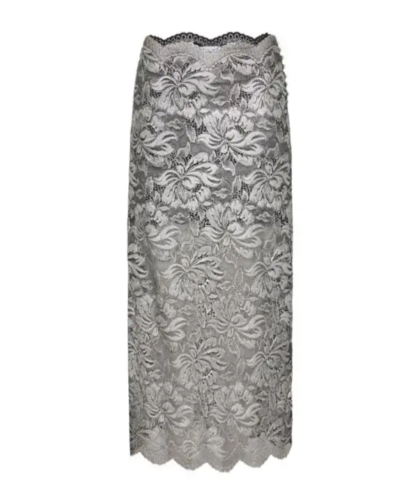 Rabanne Lace Midi Skirt - Sliver