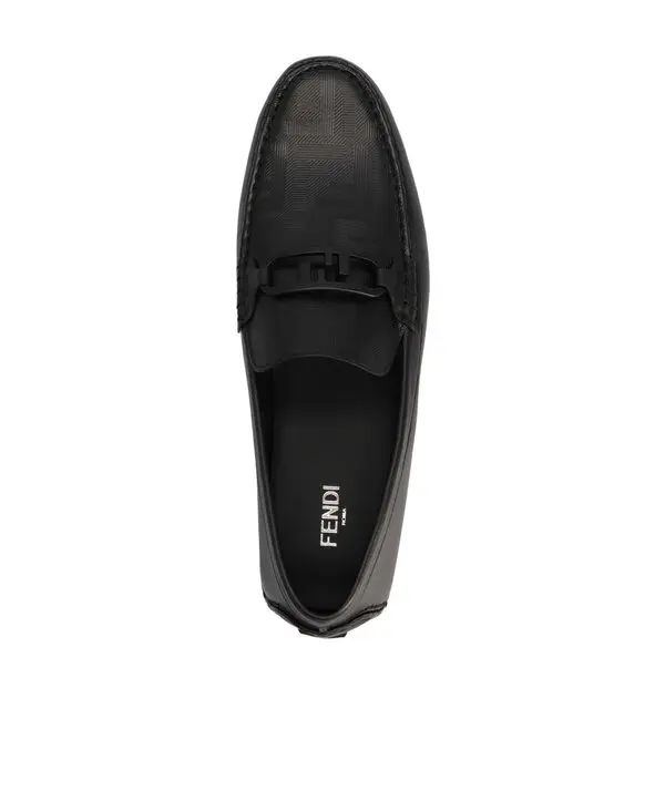 Fendi Shadow Ff Embossed Slip-on Loafers - Black