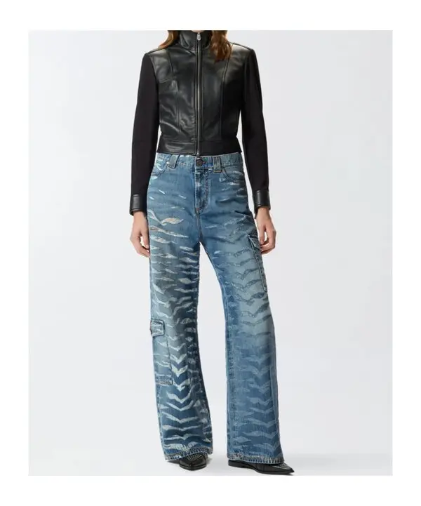 Pinko Wide-leg Zebra Print Jeans