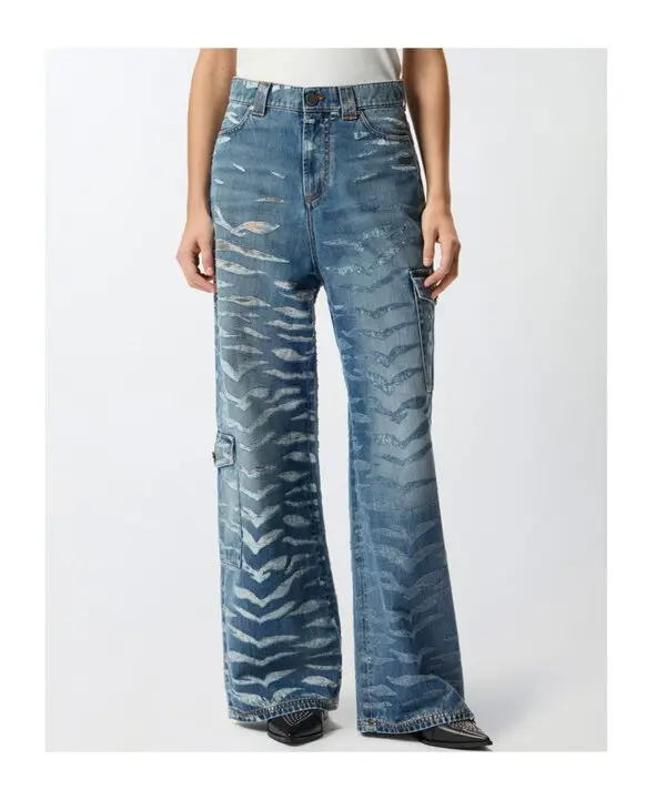 Pinko Wide-leg Zebra Print Jeans