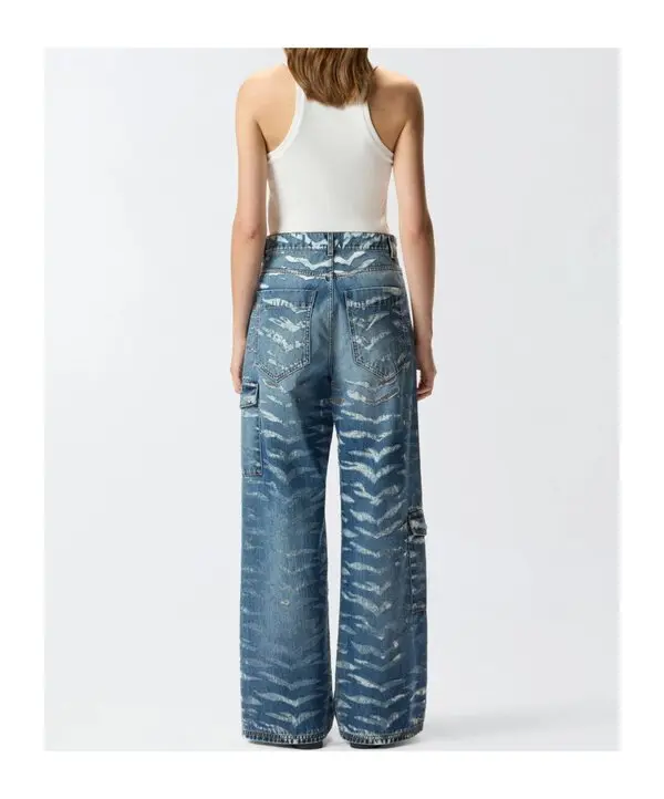 Pinko Wide-leg Zebra Print Jeans