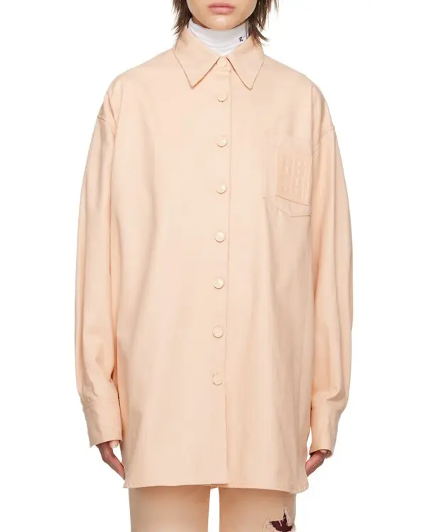 Raf Simons Oversized Logo Patch Denim Shirt - Nude