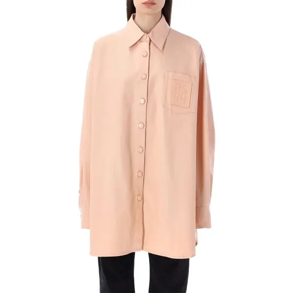 Raf Simons Oversized Logo Patch Denim Shirt - Nude