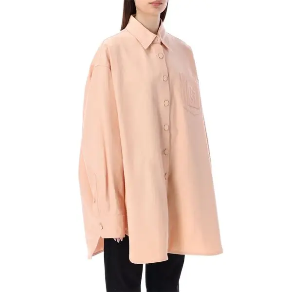 Raf Simons Oversized Logo Patch Denim Shirt - Nude