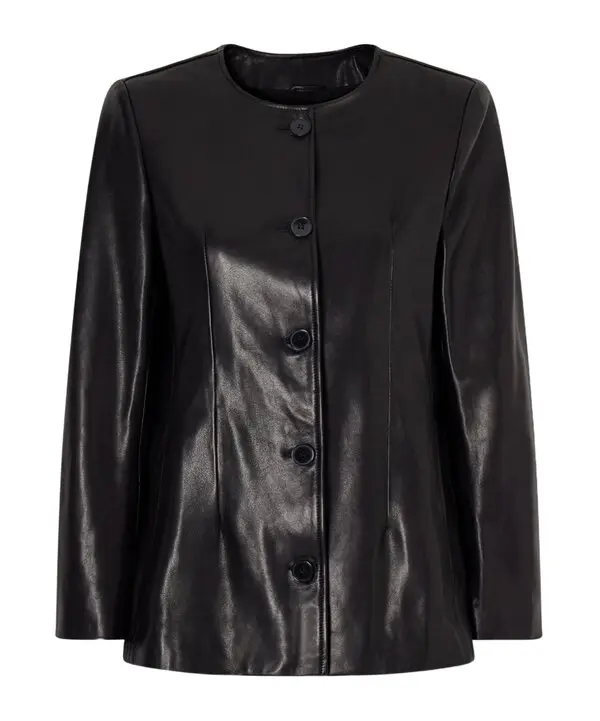 Nour Hammour Maud Paneled Leather Jacket - Black