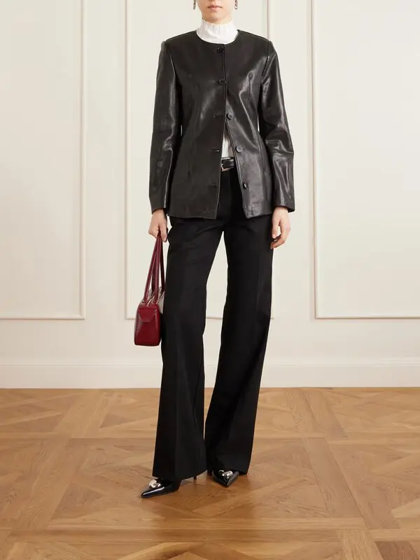 Nour Hammour Maud Paneled Leather Jacket - Black