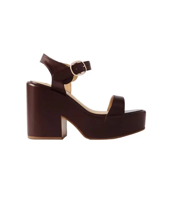 Gabriela Hearst Round Toe Platform Sandals With Buckled Ankle Strap