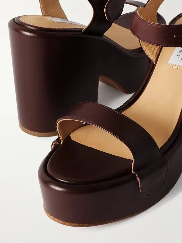 Gabriela Hearst Round Toe Platform Sandals With Buckled Ankle Strap