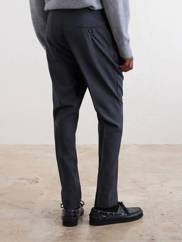 Officine Générale Drew Tapered Pleated Wool Trousers - Gray