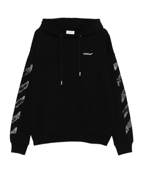 Off-White Scribble Print Drawstring Hoodie - Black