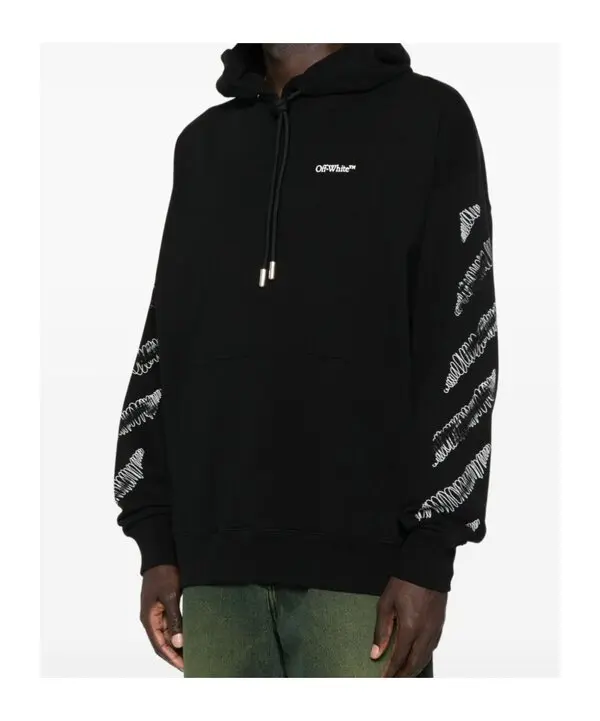 Off-White Scribble Print Drawstring Hoodie - Black