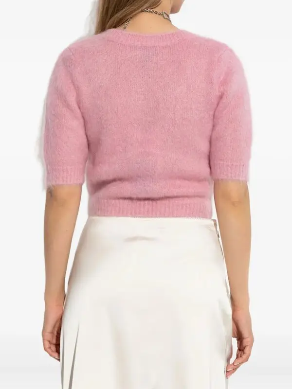 Alessandra Rich Embroidered Rose Knit Jumper