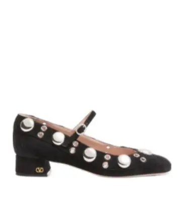 Valentino Garavani Vlogo Signature Embellished Mary Jane Pumps - Black