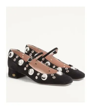 Valentino Garavani Vlogo Signature Embellished Mary Jane Pumps - Black