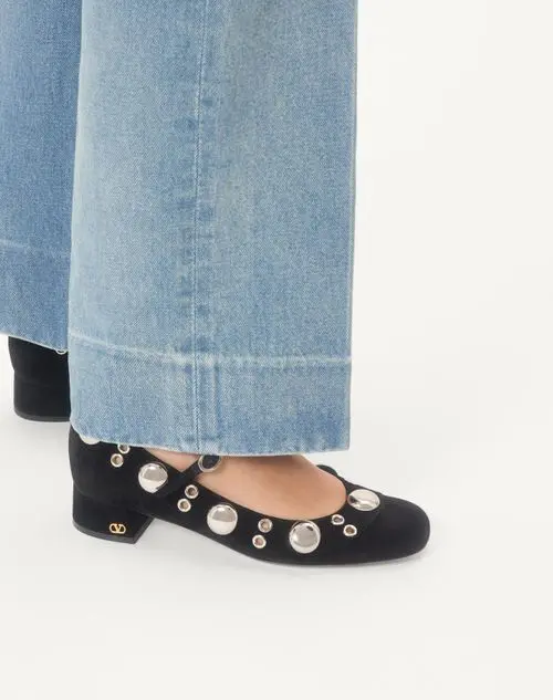 Valentino Garavani Vlogo Signature Embellished Mary Jane Pumps - Black