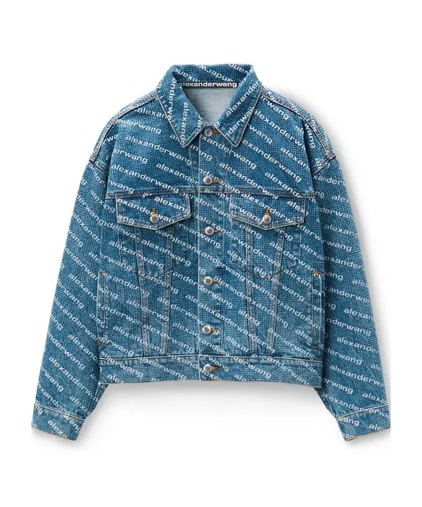 Alexander Wang Embellished Logo Denim Jacket
