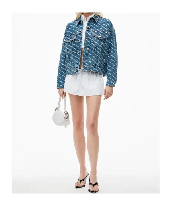 Alexander Wang Embellished Logo Denim Jacket