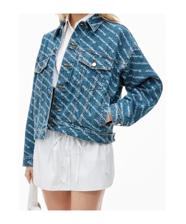 Alexander Wang Embellished Logo Denim Jacket