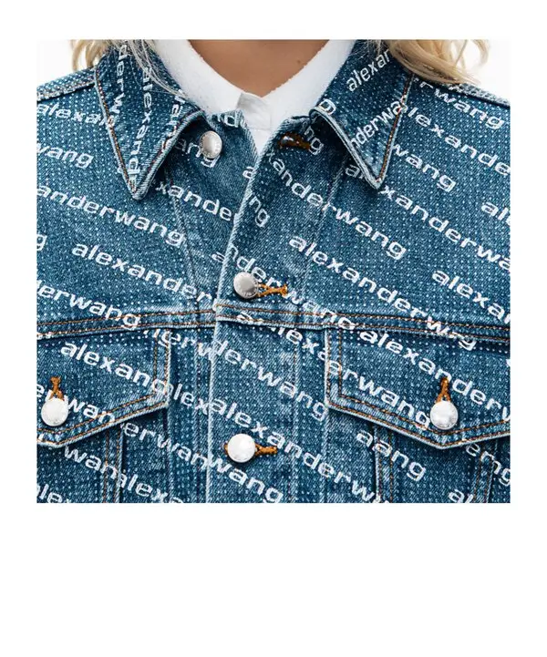 Alexander Wang Embellished Logo Denim Jacket