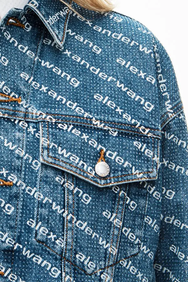 Alexander Wang Embellished Logo Denim Jacket