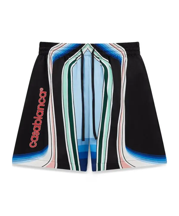 Casablanca Wide-leg Graphic Shorts - Black