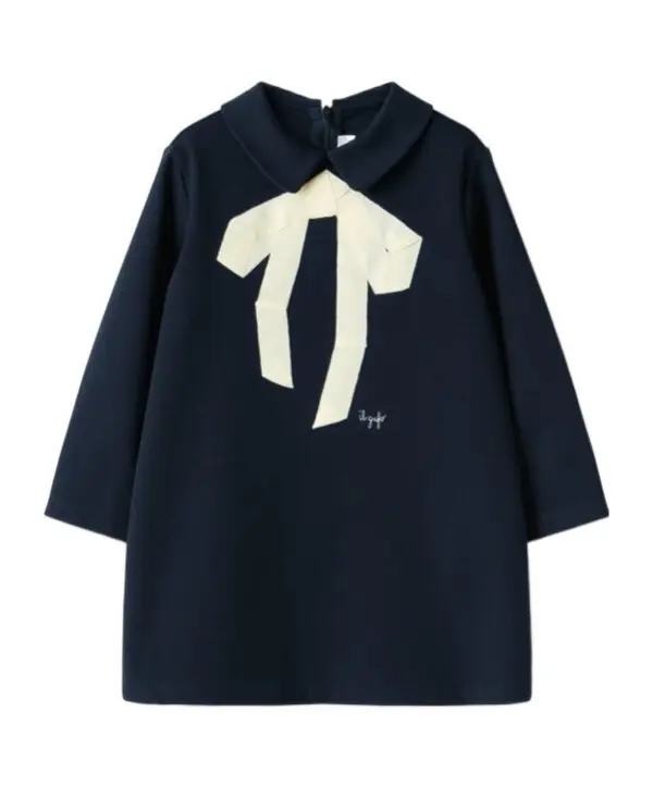 IL GUFO Long Sleeve Bow Detail Dress - Black