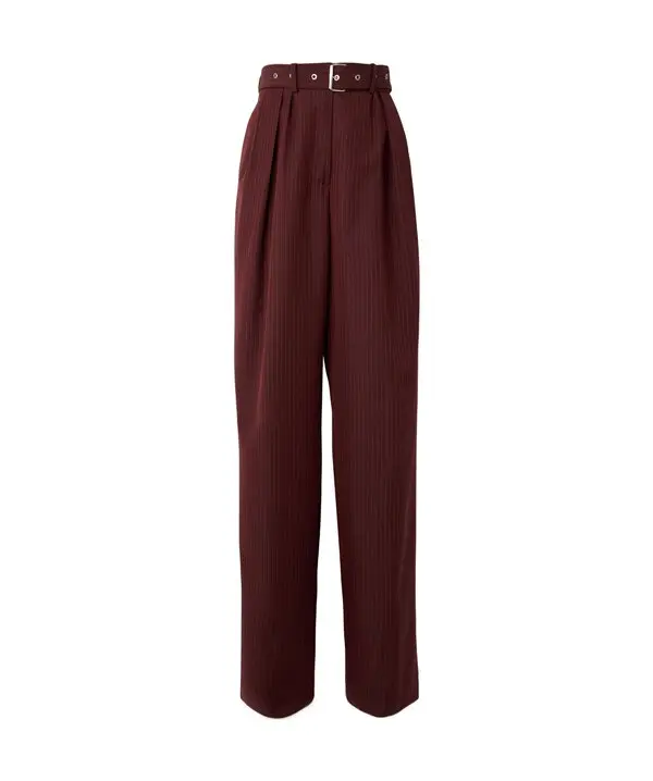 Dries Van Noten Pinstripe Wide-leg Casual Pants - Wine Red