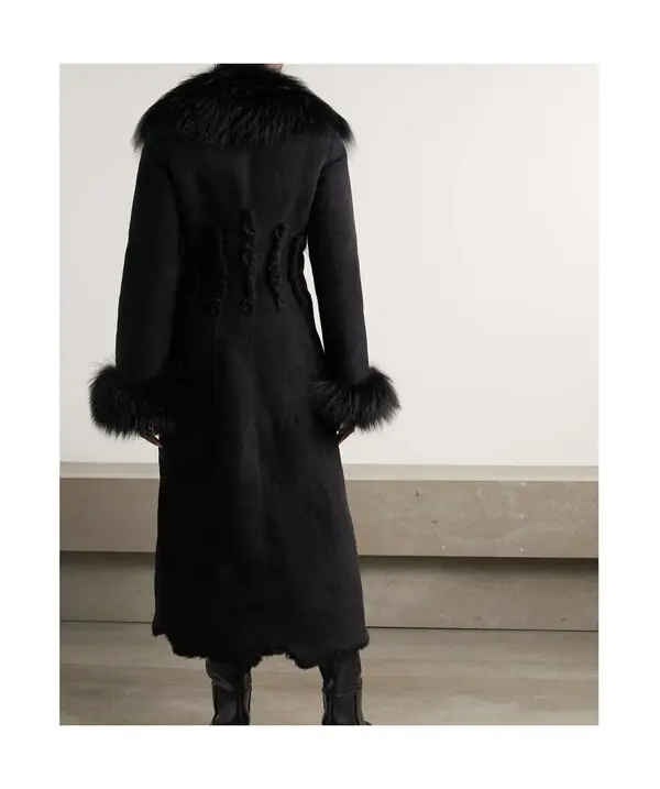 Gabriela Hearst Long Sleeve Coat With Fur Trim
