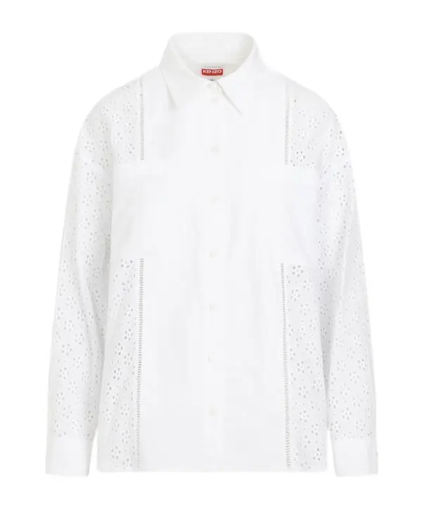 Kenzo Broderie Anglaise Panelled Buttoned Shirt - No