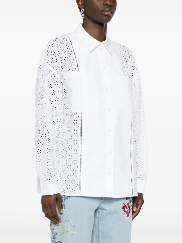 Kenzo Broderie Anglaise Panelled Buttoned Shirt