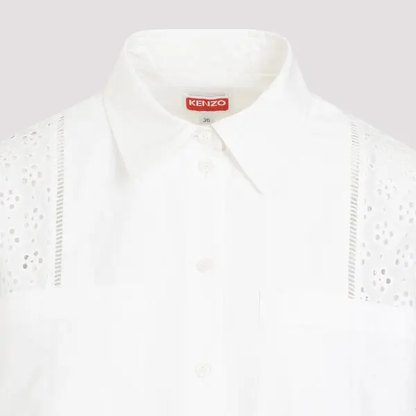 Kenzo Broderie Anglaise Panelled Buttoned Shirt