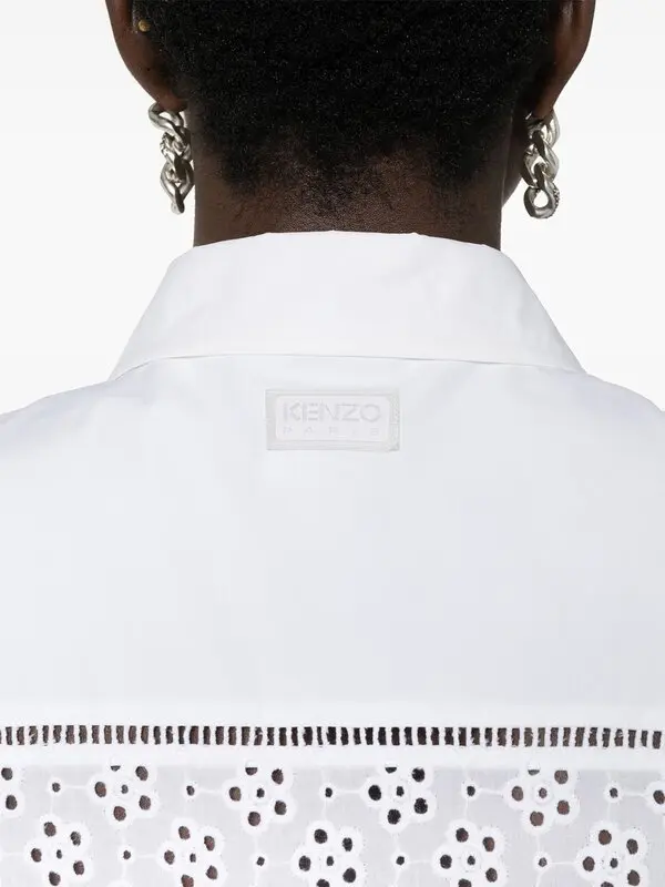Kenzo Broderie Anglaise Panelled Buttoned Shirt