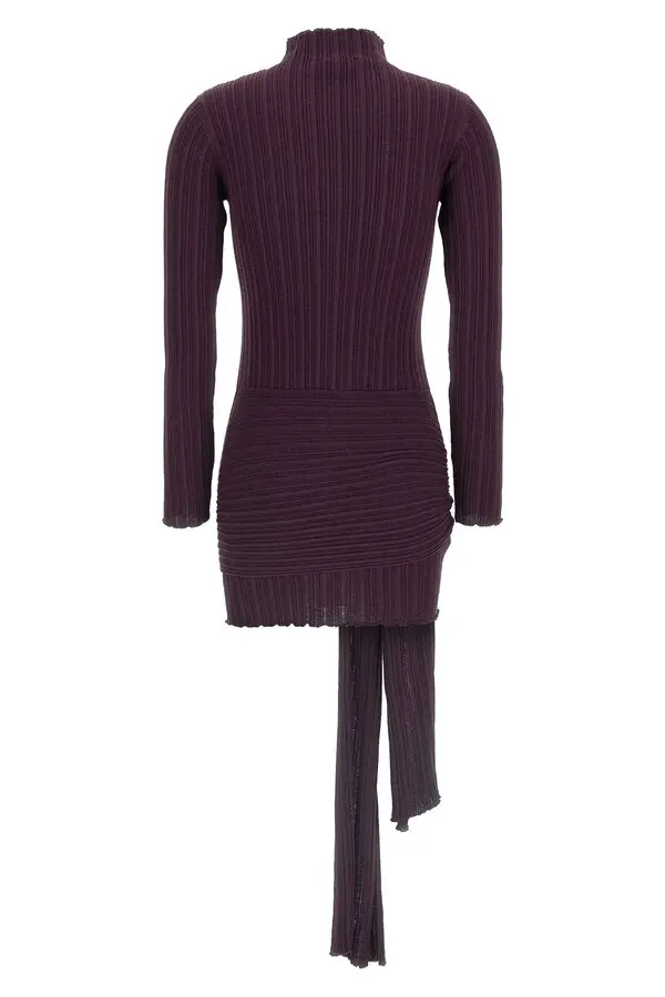 Giuseppe Di Morabito Jewel Brooch Ribbed Mini Dress - Black