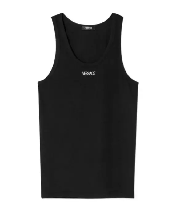 Versace Logo-embroidered Ribbed Tank Top - No