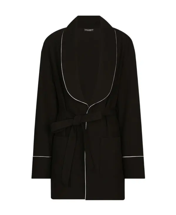Dolce & Gabbana Dolce Gabbana Kim Dolcegabbana Piped Belted Shawl Jacket - Black