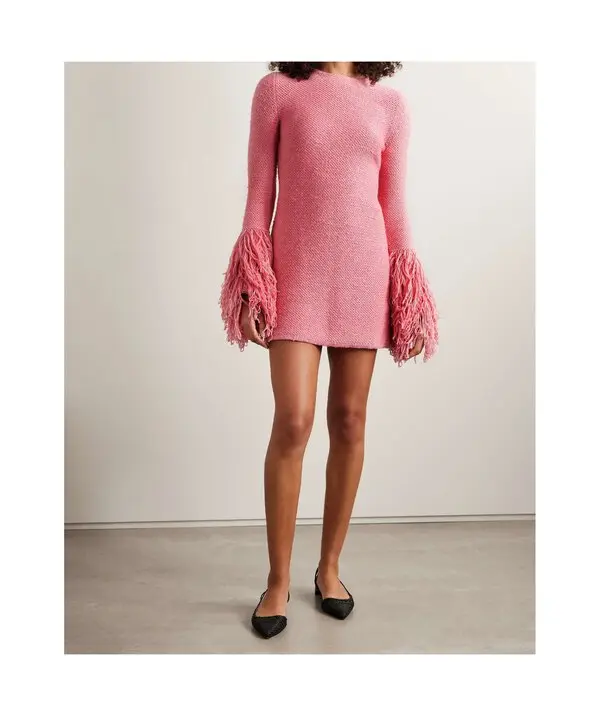Gabriela Hearst Long Sleeve Tasseled Mini Dress