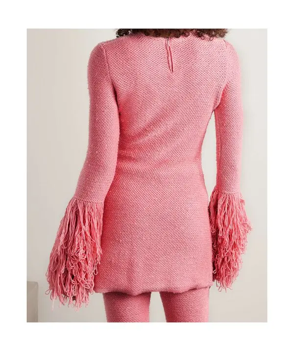 Gabriela Hearst Long Sleeve Tasseled Mini Dress