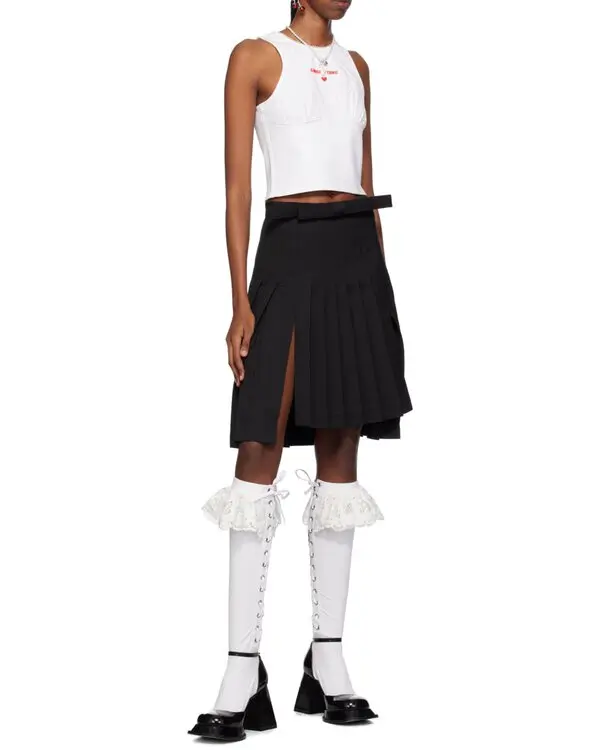 SHUSHU/TONG Knife-pleated Skirt With Bow Detail