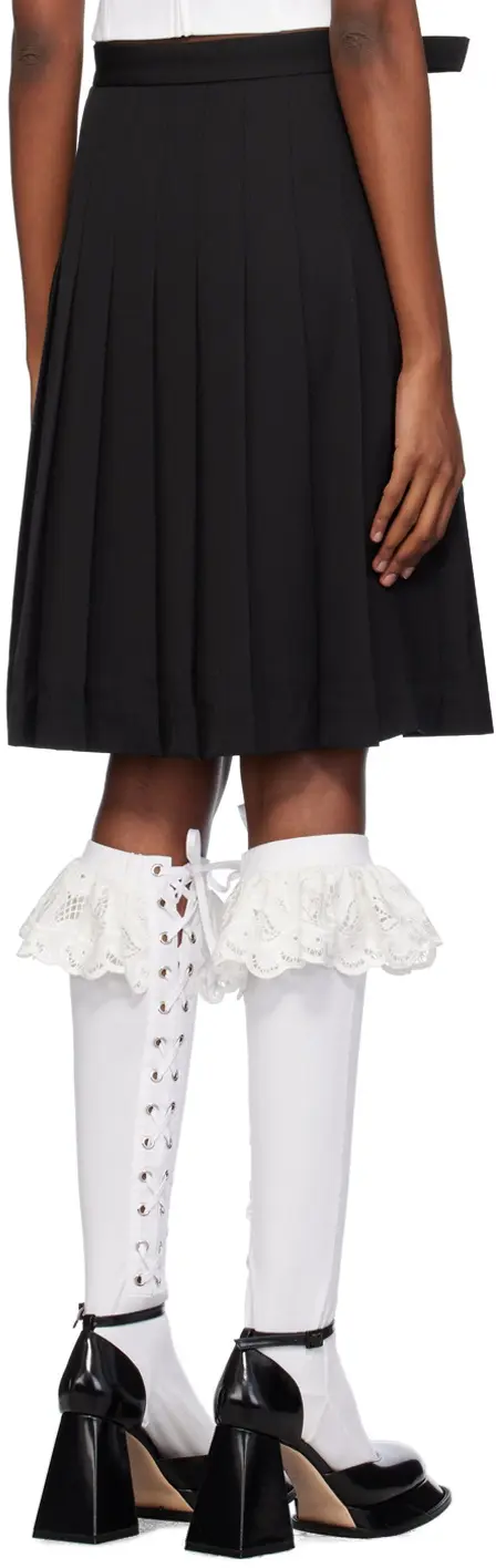 SHUSHU/TONG Knife-pleated Skirt With Bow Detail